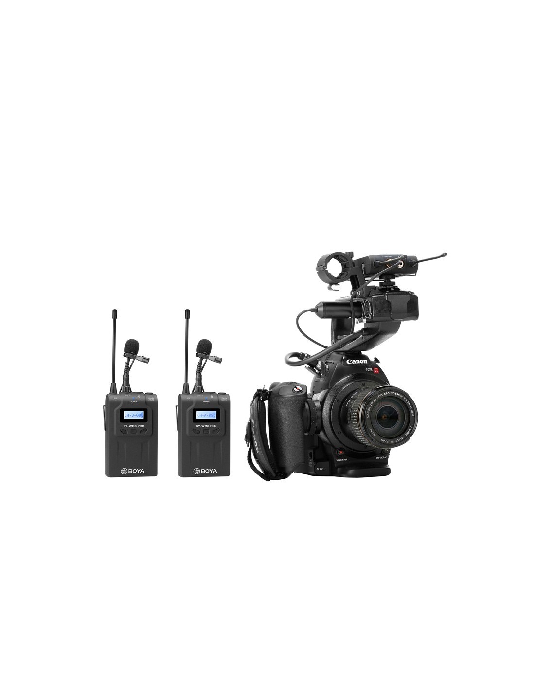 Kit Micrófono inalámbrico UHF Pro Boya 2TX+1RX Kit Micrófono inalámbrico UHF Pro Boya 2TX+1RX